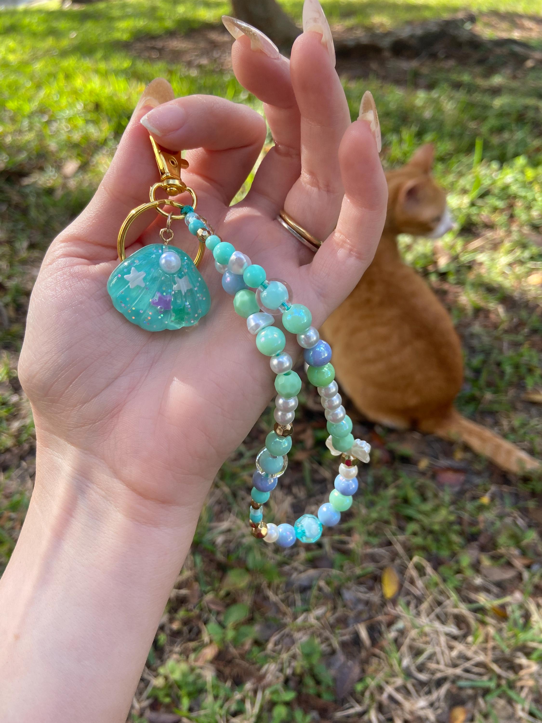 Y2K Beaded Keychain Landyard-90s Keychain-teal Keychain-bag Charm ...