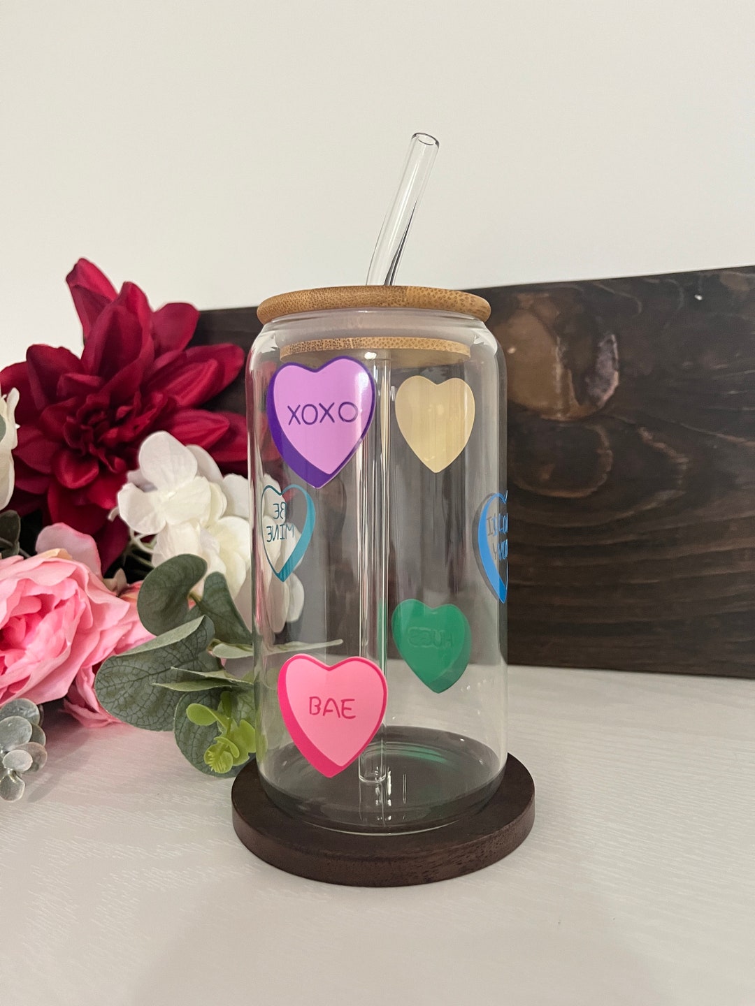 Candy Heart Cup Heart Cup Valentine Cup Glass Coffee Cup Coquette Girly ...