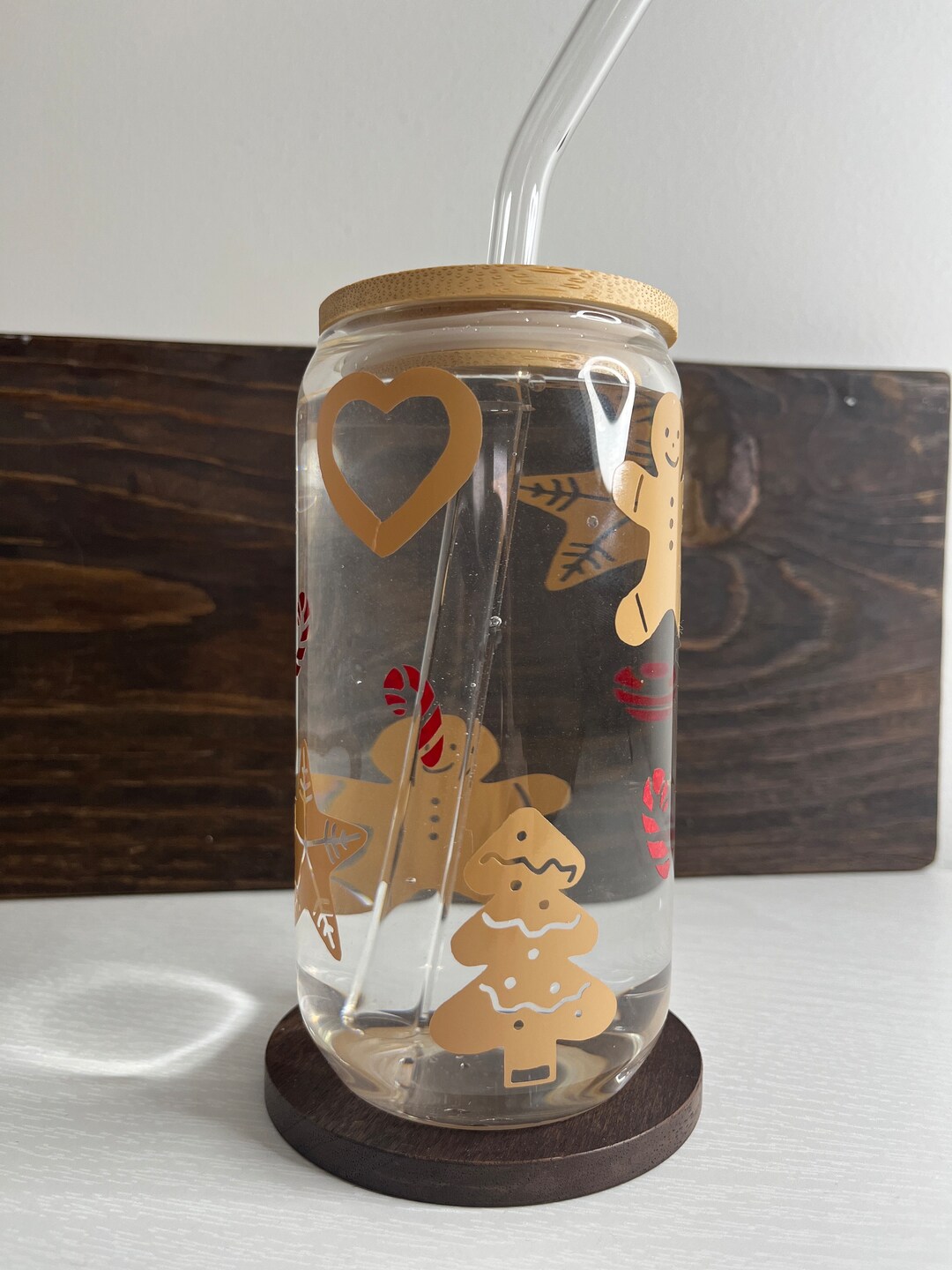 Gingerbread Cup | Candy Cane | 16 Oz Cup | Aesthetic Glass | Cup ...
