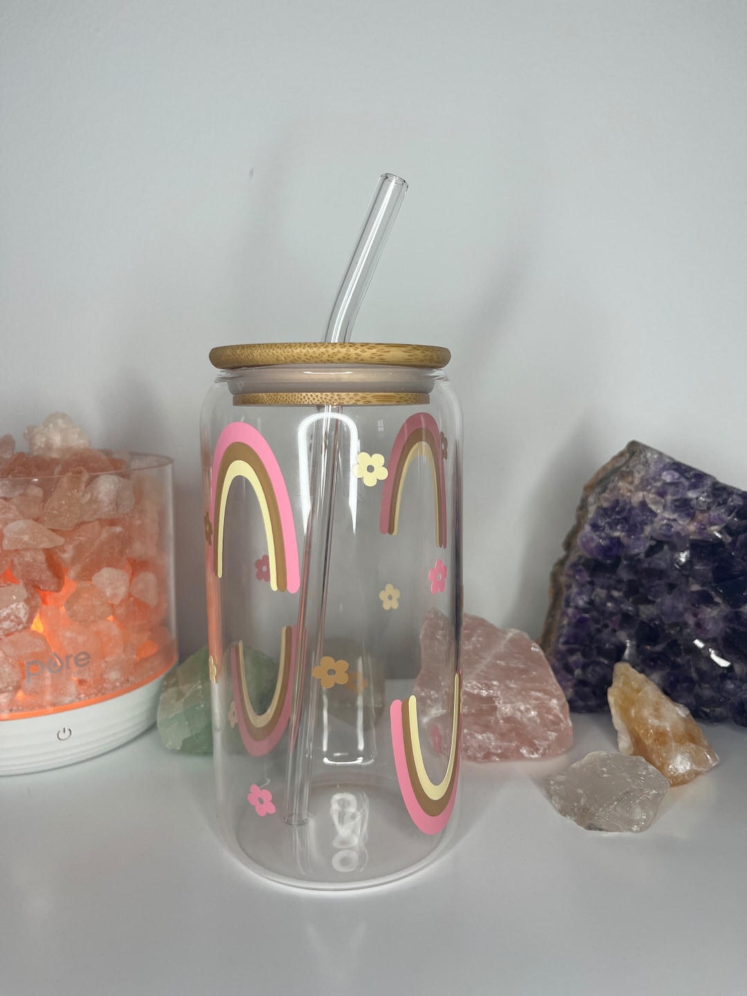 Flower Rainbow | Aunt Cup | Glass | Coffee Cup | Rainbow | Girly Cup ...