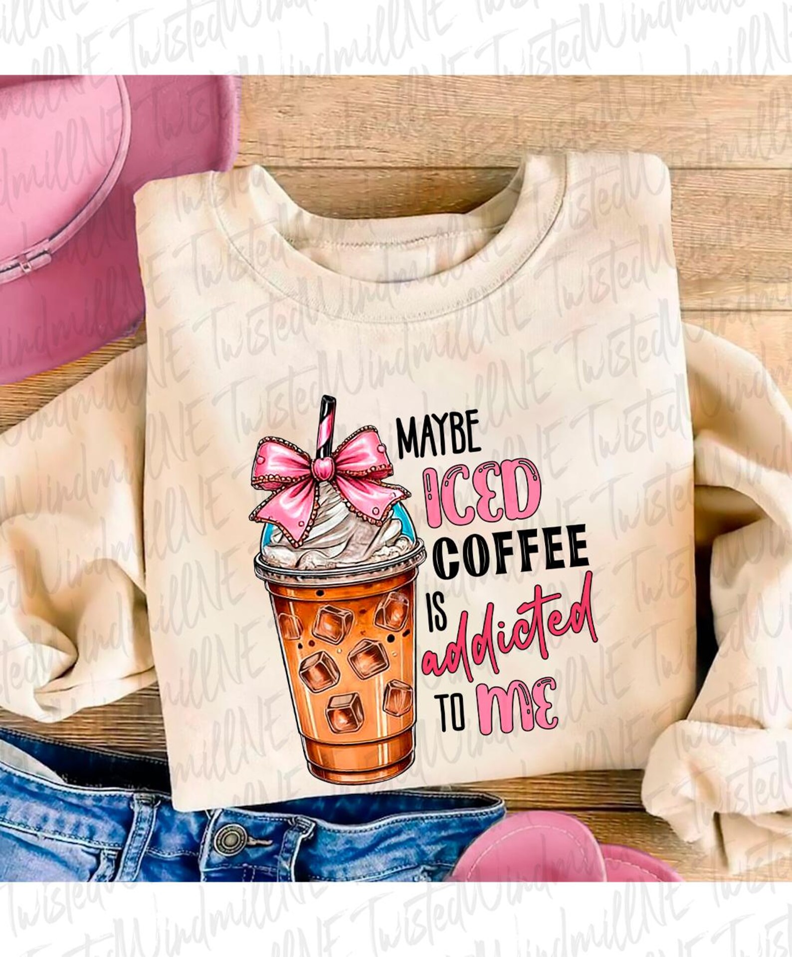 Funny Coffee Lover PNG - Iced Coffee is Addicted to Me - Iced Coffee ...