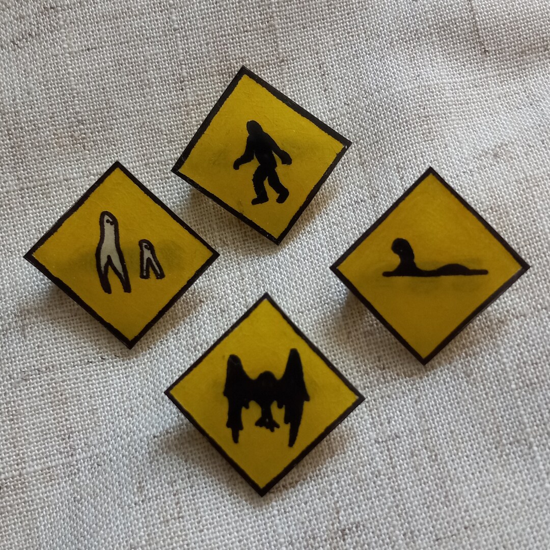 Cryptid Crossing Sign Pin - Etsy