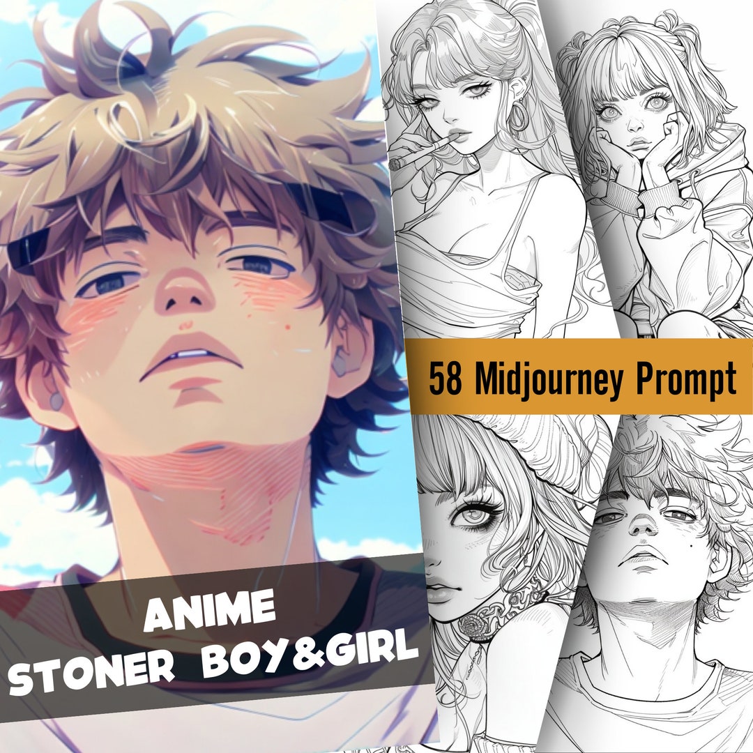 Anime Stoner Coloring Page Midjourney Prompt Guide, AI Art Generator ...