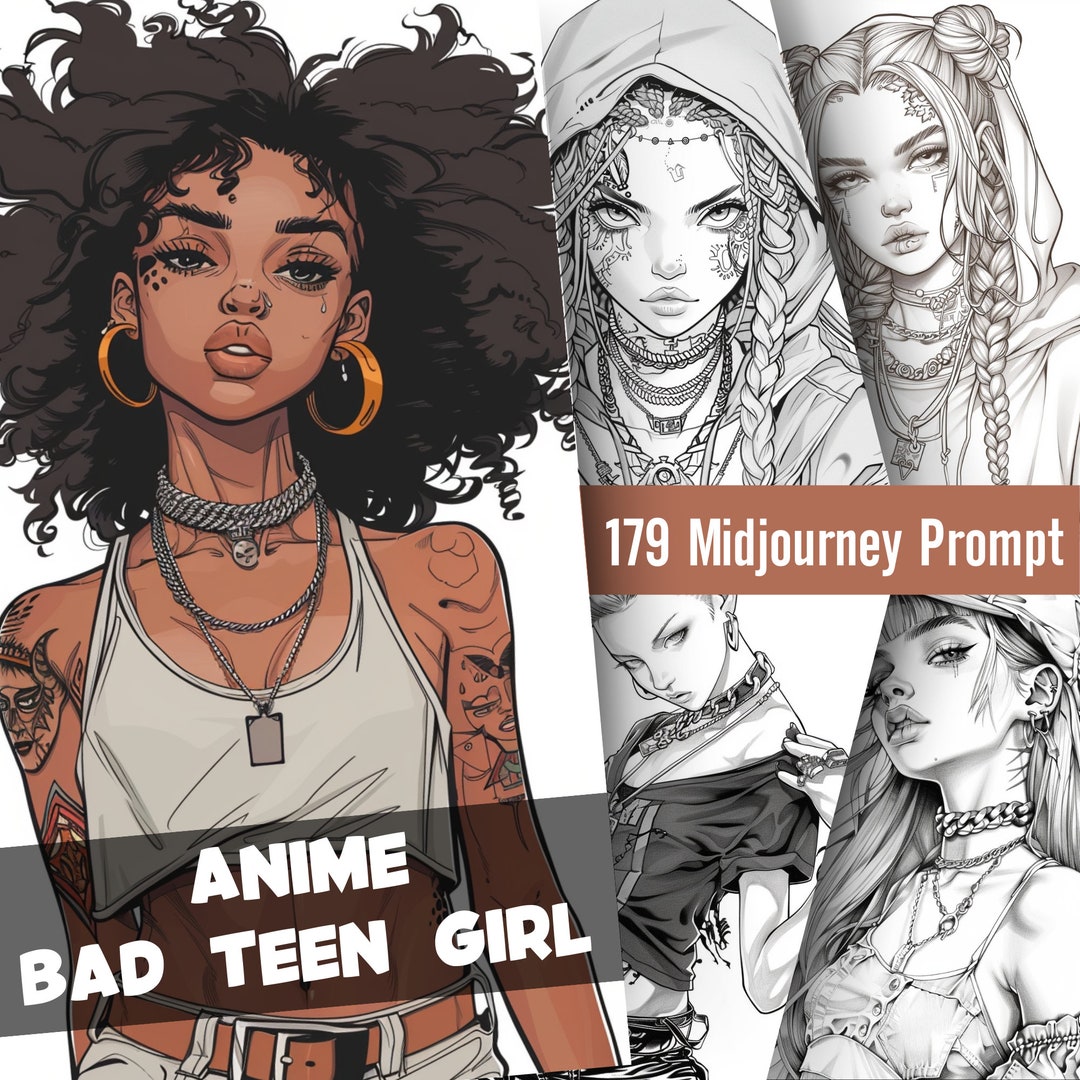 Anime Bad Teen Girl Coloring Page Midjourney Prompt Guide, AI Art ...