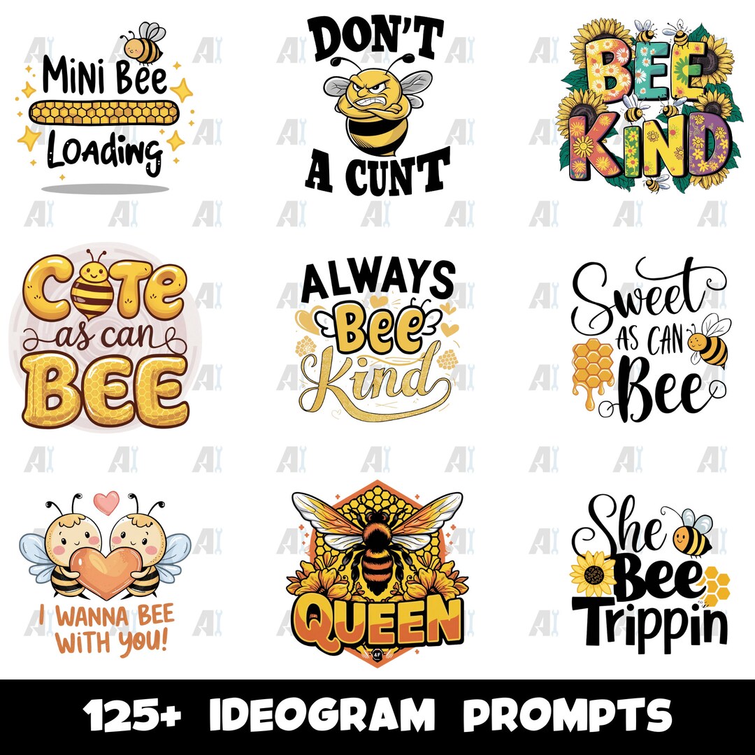 Funny Bee Ideogram AI Art Prompts, Customizable Shirt Design Quotes ...