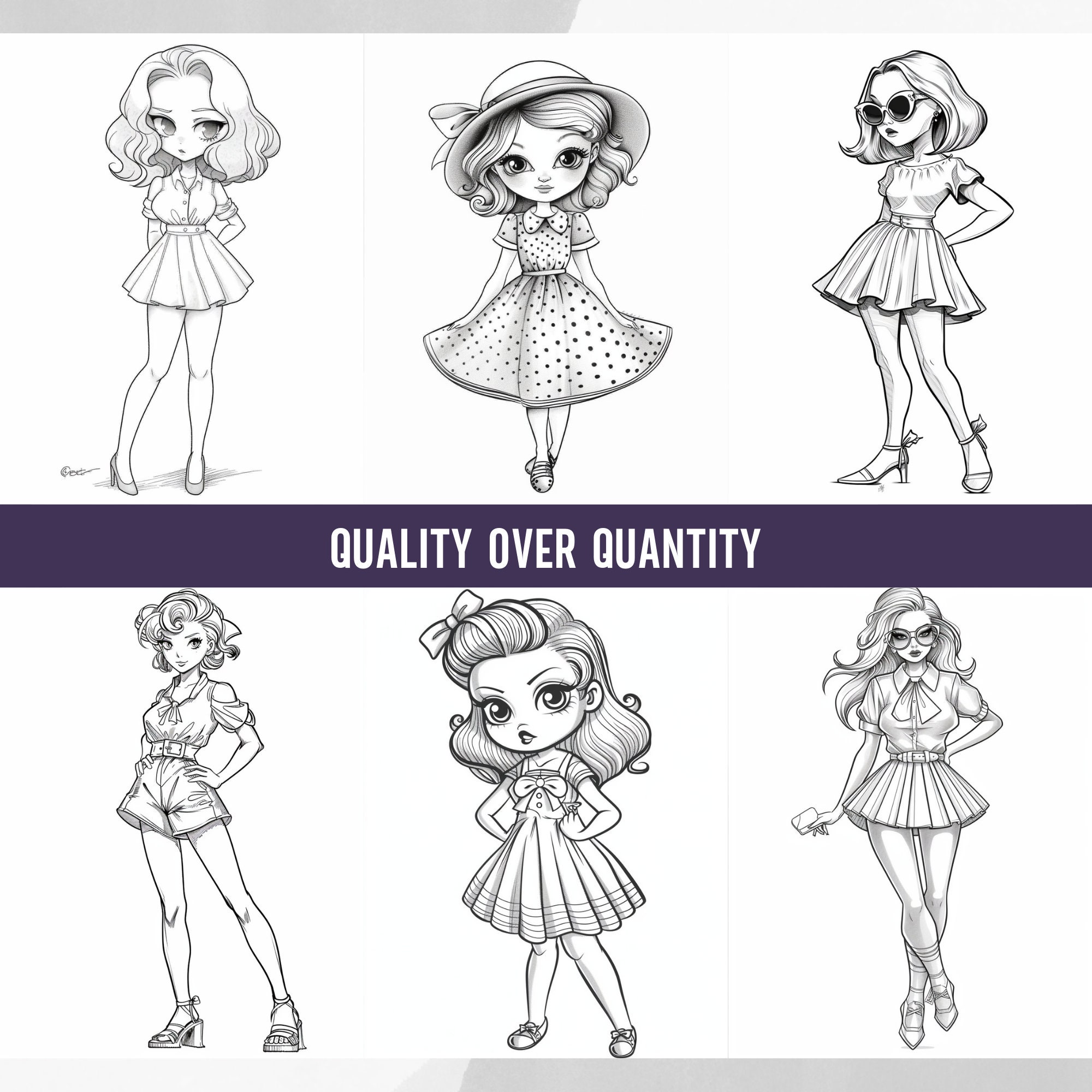 Chibi Pin-up Girl Coloring Page Midjourney Prompt Guide, AI Art ...