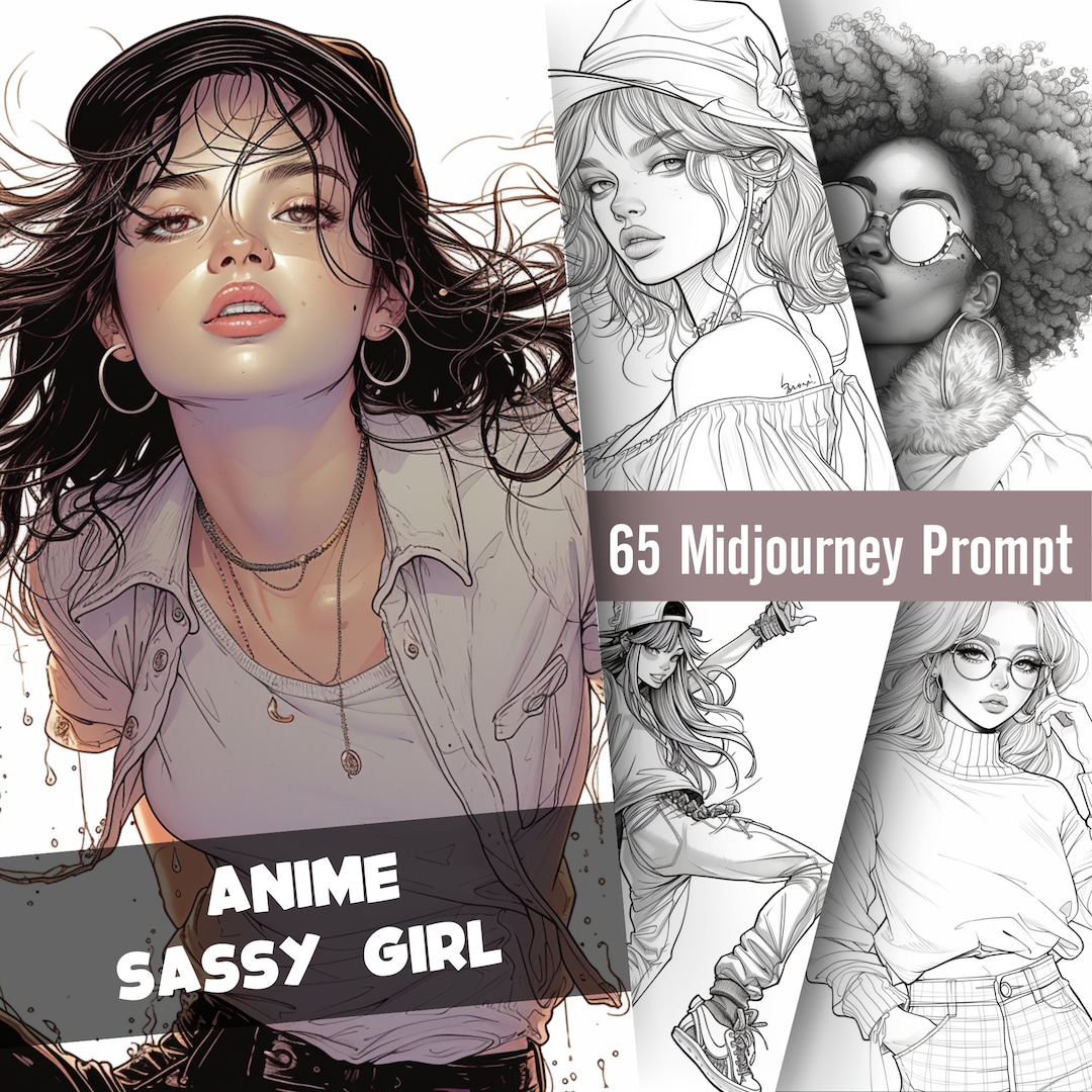 Anime Sassy Girl Coloring Page Midjourney Prompt Guide, AI Art ...