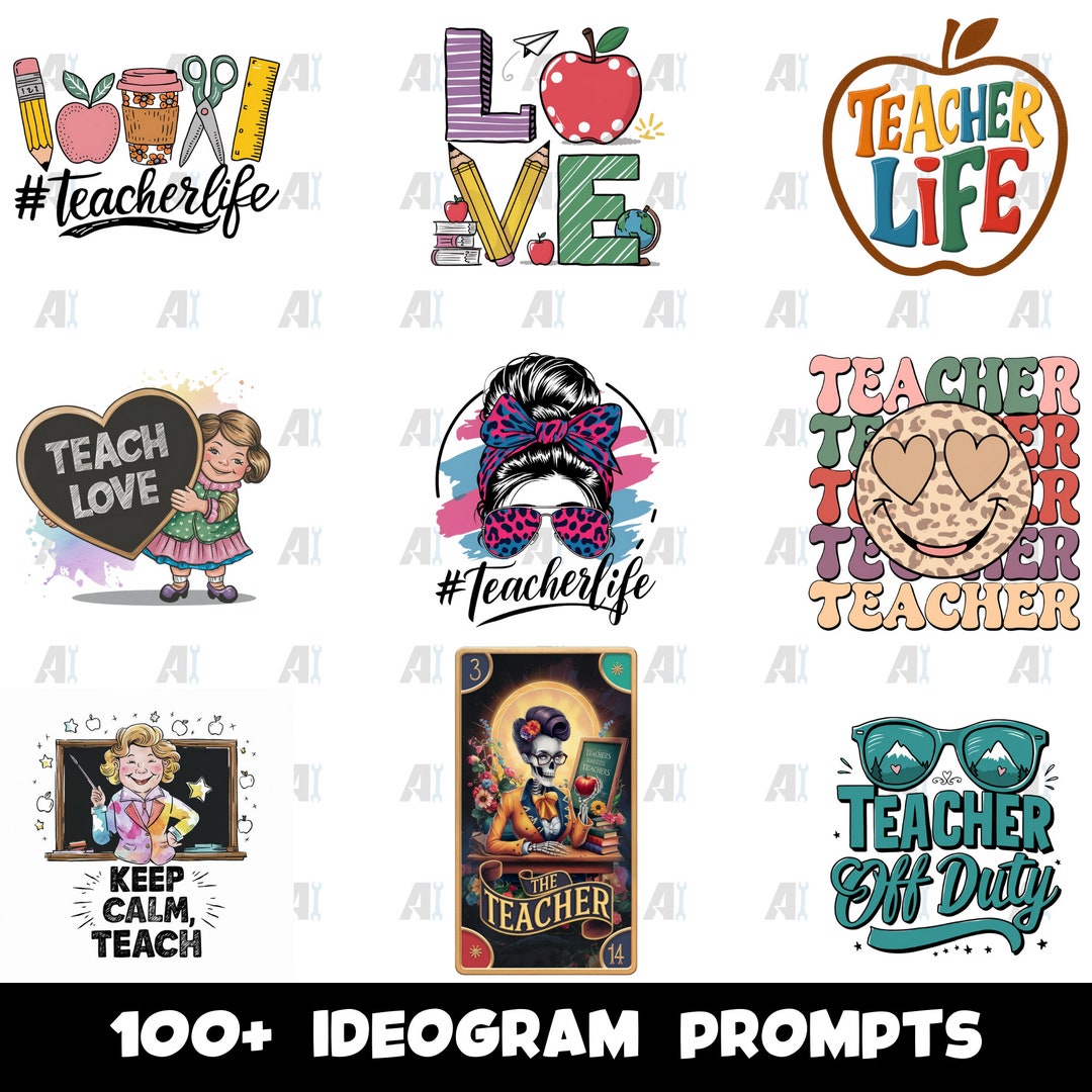 Teacher Ideogram AI Art Prompts, Customizable Shirt Design Quotes ...