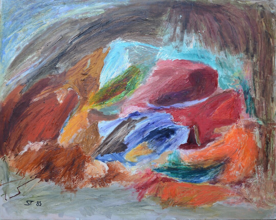 Large Wall Art Original Vintage Painting Abstract #15 Expressionism Oil ...