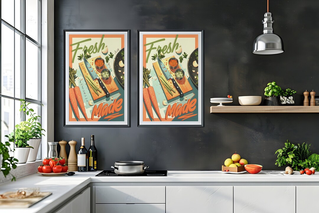 Fresh Made Kitchen Decor Poster - Colorful Fresh Veggie Prep Art ...