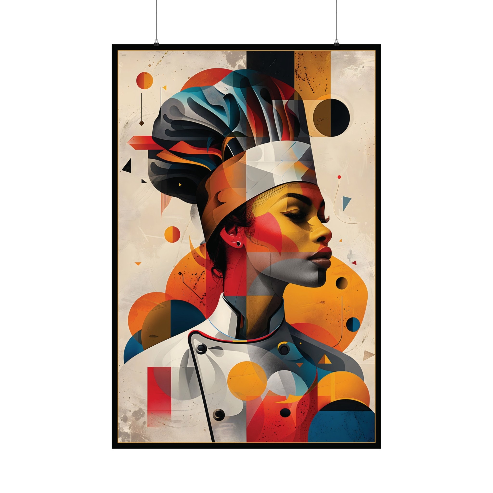 Modern Cubist Art Chef Portrait, Abstract Culinary Art Print, Colorful ...