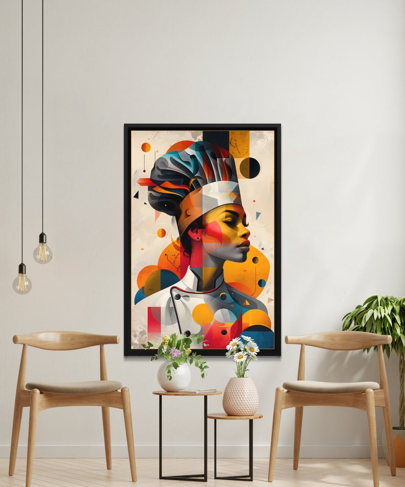 Modern Cubist Art Chef Portrait, Abstract Culinary Art Print, Colorful ...