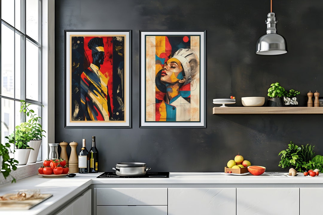 Contemporary Culinary Art Chef Portrait, Abstract Cubist Chef Print ...