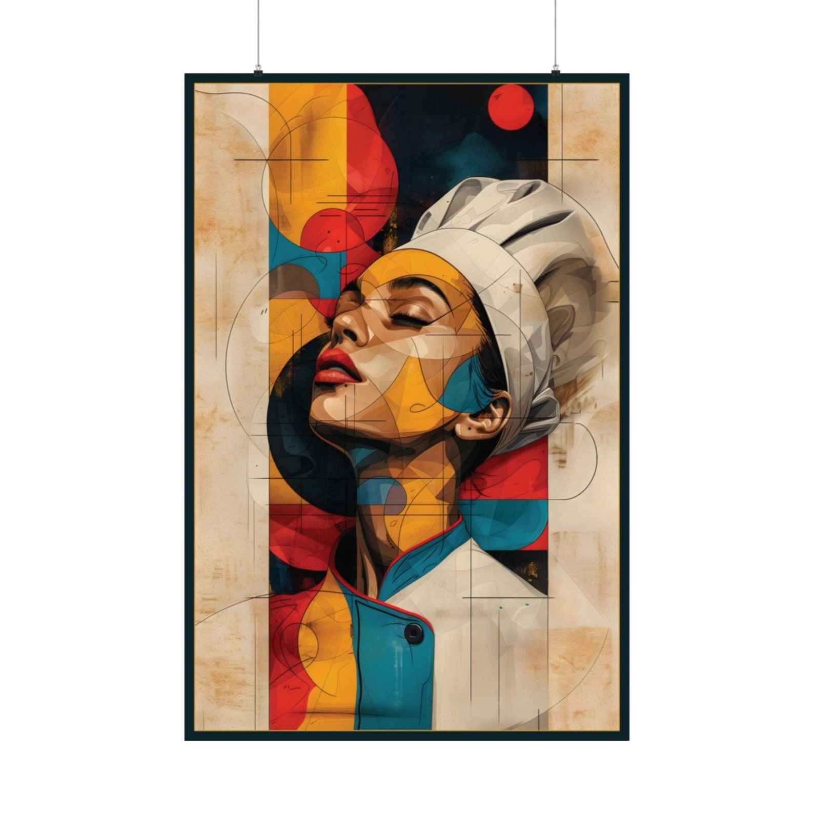 Contemporary Culinary Art Chef Portrait, Abstract Cubist Chef Print ...