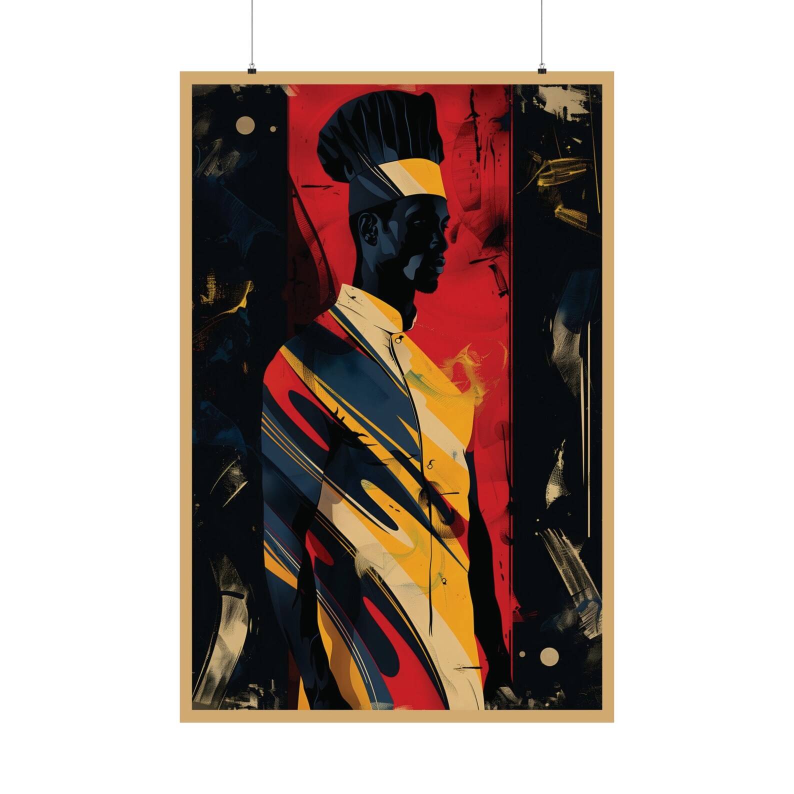 Contemporary Culinary Art Chef Portrait, Abstract Cubist Chef Print ...