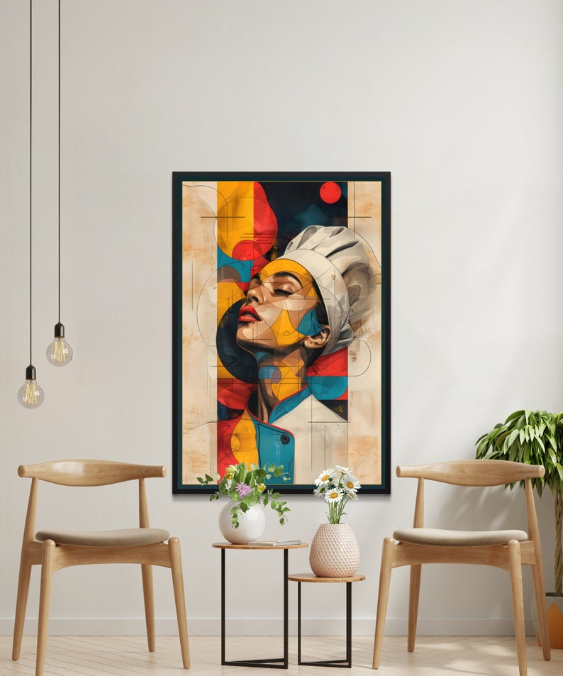 Contemporary Culinary Art Chef Portrait, Abstract Cubist Chef Print ...