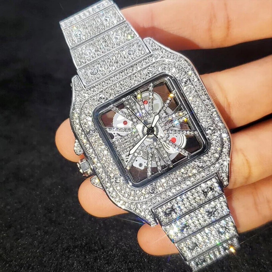 Skeleton Iced Out Watch Hip Hop Watches, Luxury Watch, Gift for Him ...