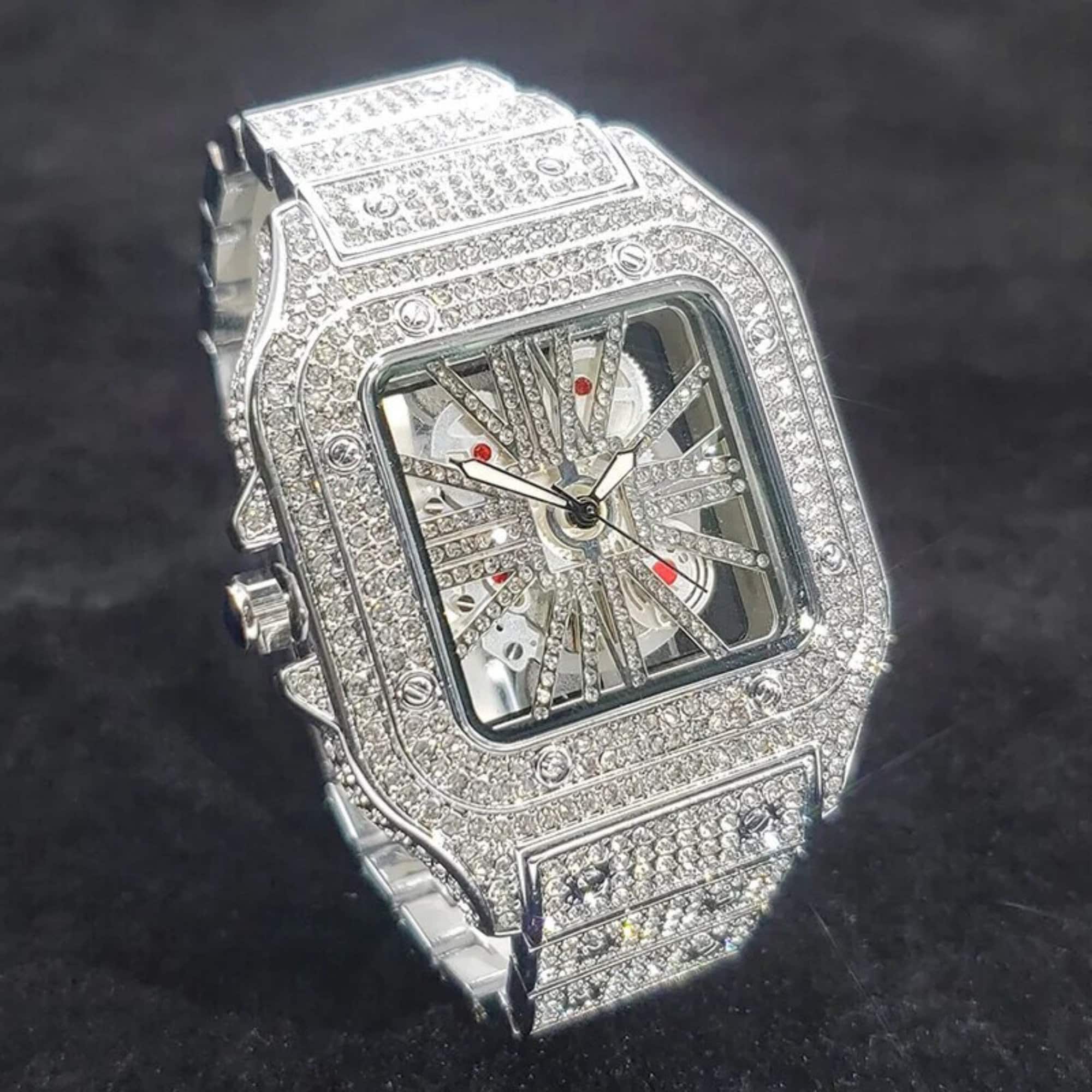 Skeleton Iced Out Watch Hip Hop Watches, Luxury Watch, Gift for Him ...
