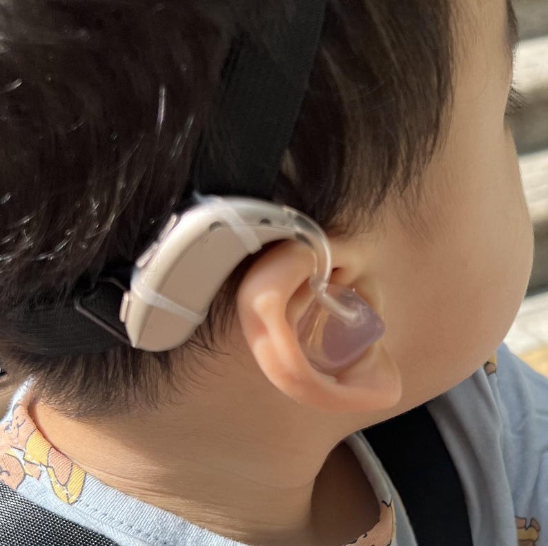 Cochlear Implant (N7, N8) and Hearing Aid Petite Linen Ribbon Headband ...