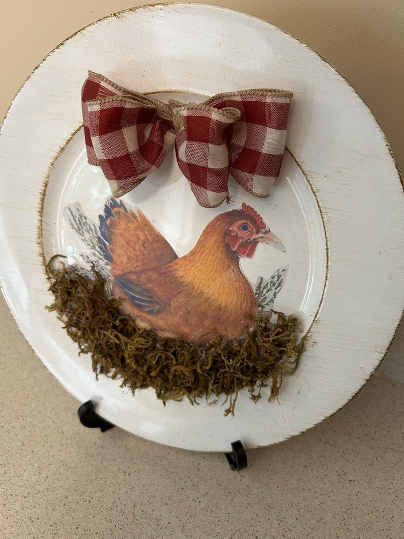 Farmhouse Hen Rustic Charger Plate, Chicken Farmhouse Kitchen Decor ...