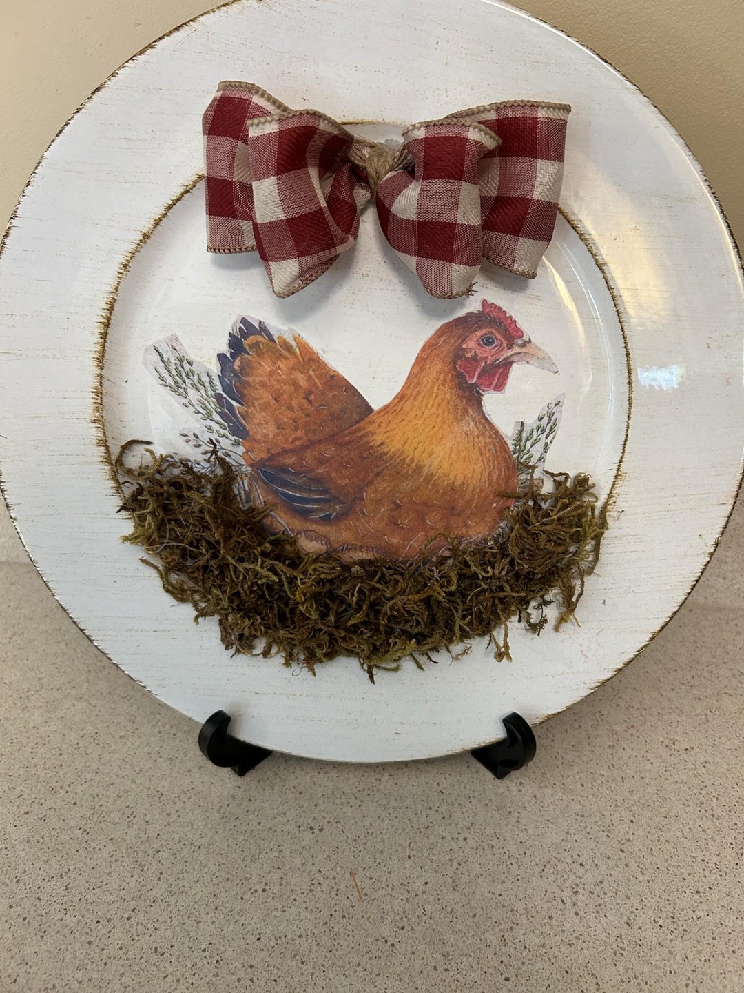 Farmhouse Hen Rustic Charger Plate, Chicken Farmhouse Kitchen Decor ...