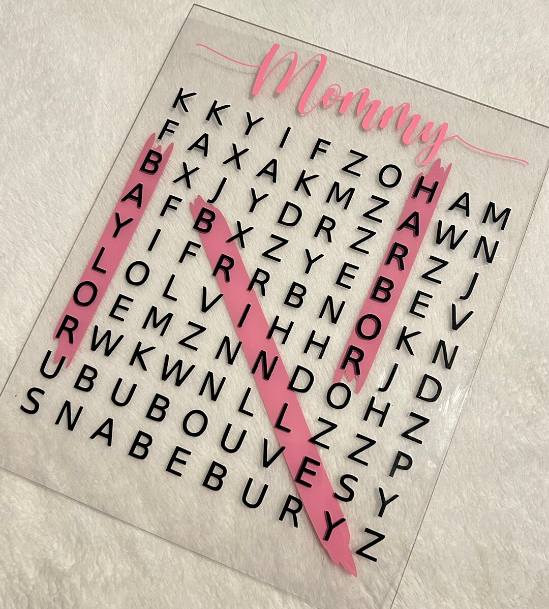 Personalized Name Word Search, Acrylic Word Search, Mother's Day Word ...