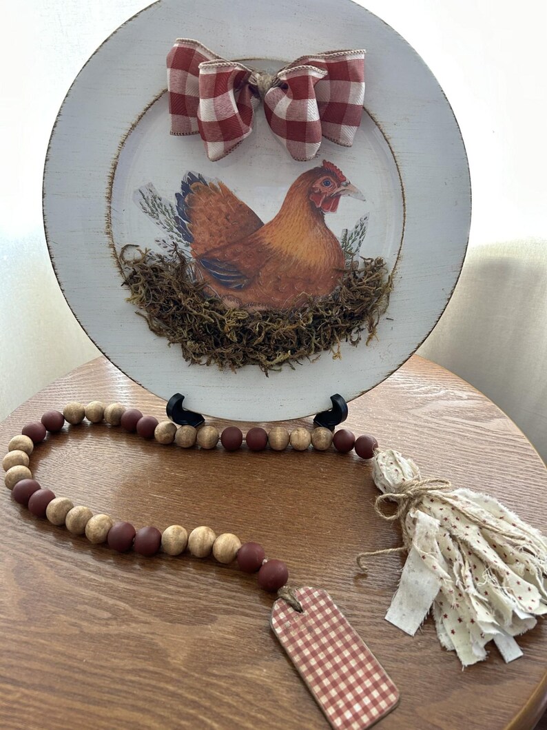 Farmhouse Hen Rustic Charger Plate, Chicken Farmhouse Kitchen Decor ...
