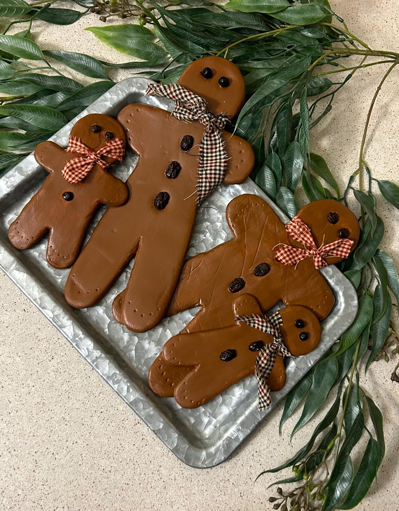 Primitive Gingerbread Men Set, Farmhouse Gingerbread Man Decor, Gingerbread Man Set With Bow ...