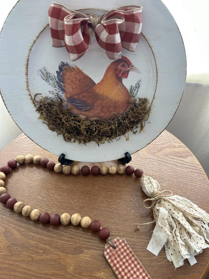 Farmhouse Hen Rustic Charger Plate, Chicken Farmhouse Kitchen Decor ...
