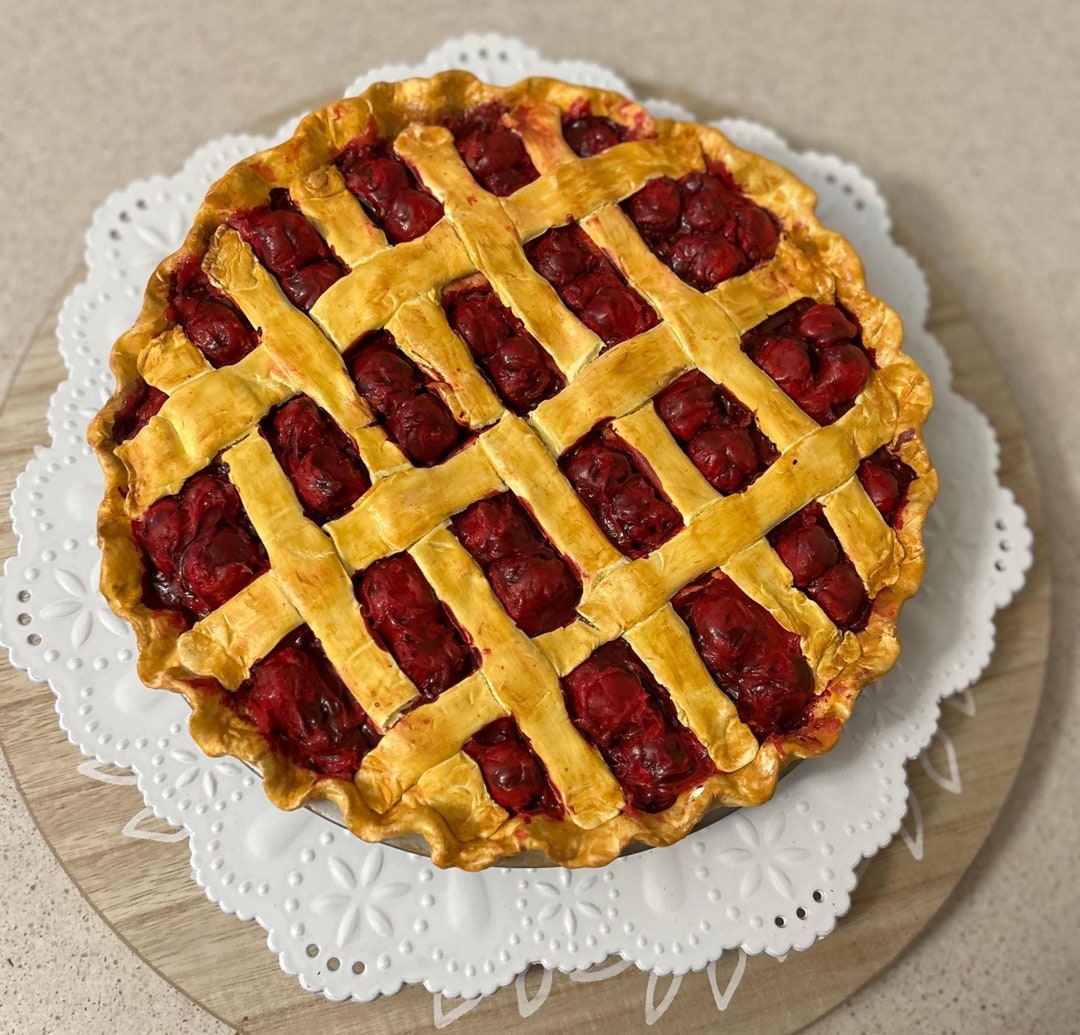 Faux Cherry Pie, Realistic Cherry Pie, Full Size Cherry Pie Decor, Cherry Pie Prop, Rustic Pie ...