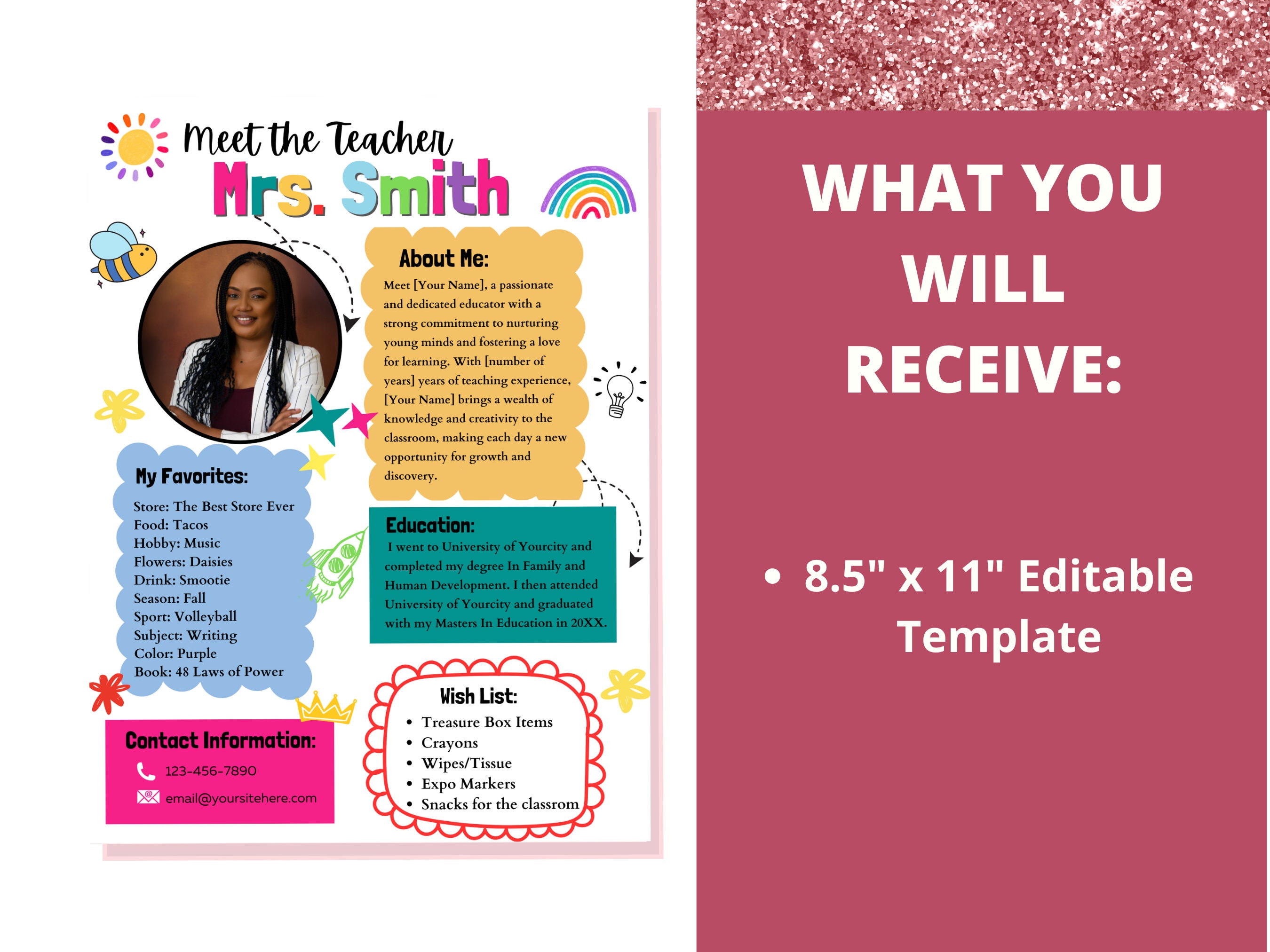 Meet the Teacher Colorful Classroom Printable Template | Canva Editable ...