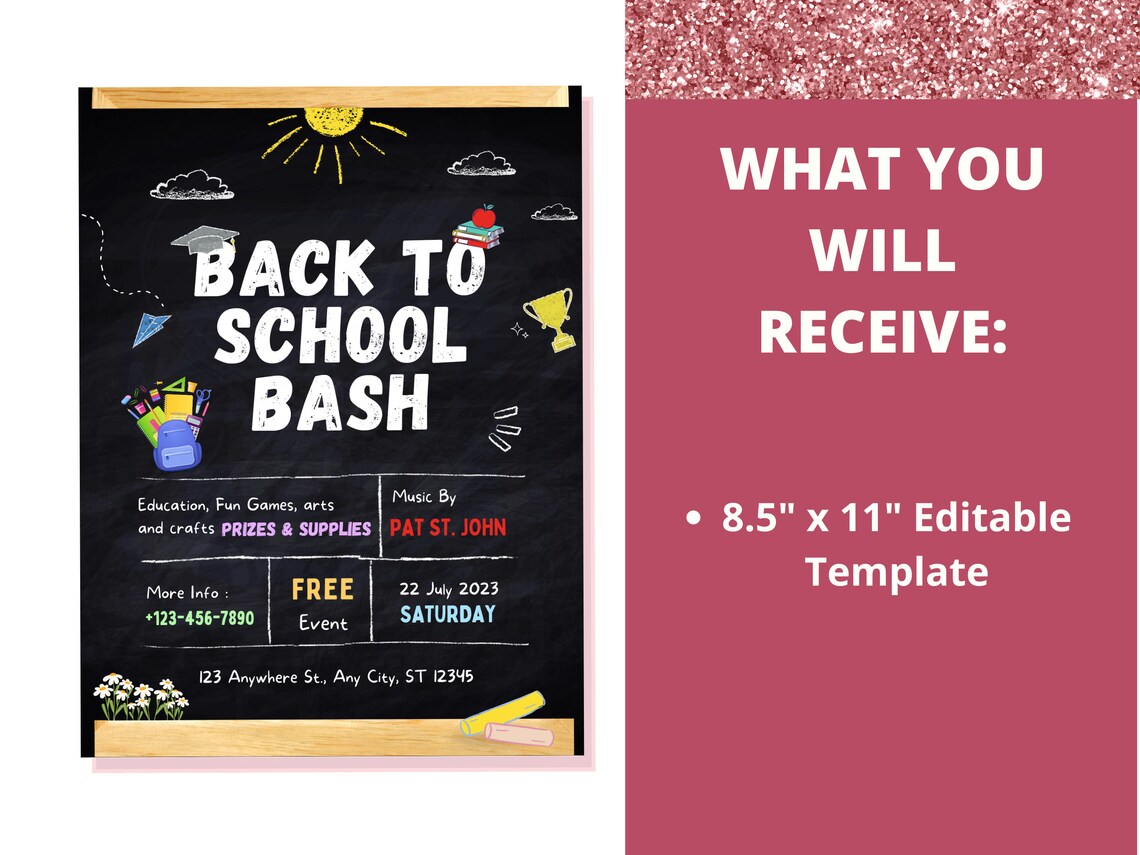Back to School Bash Flyer | Editable Canva Template | School Event Post ...