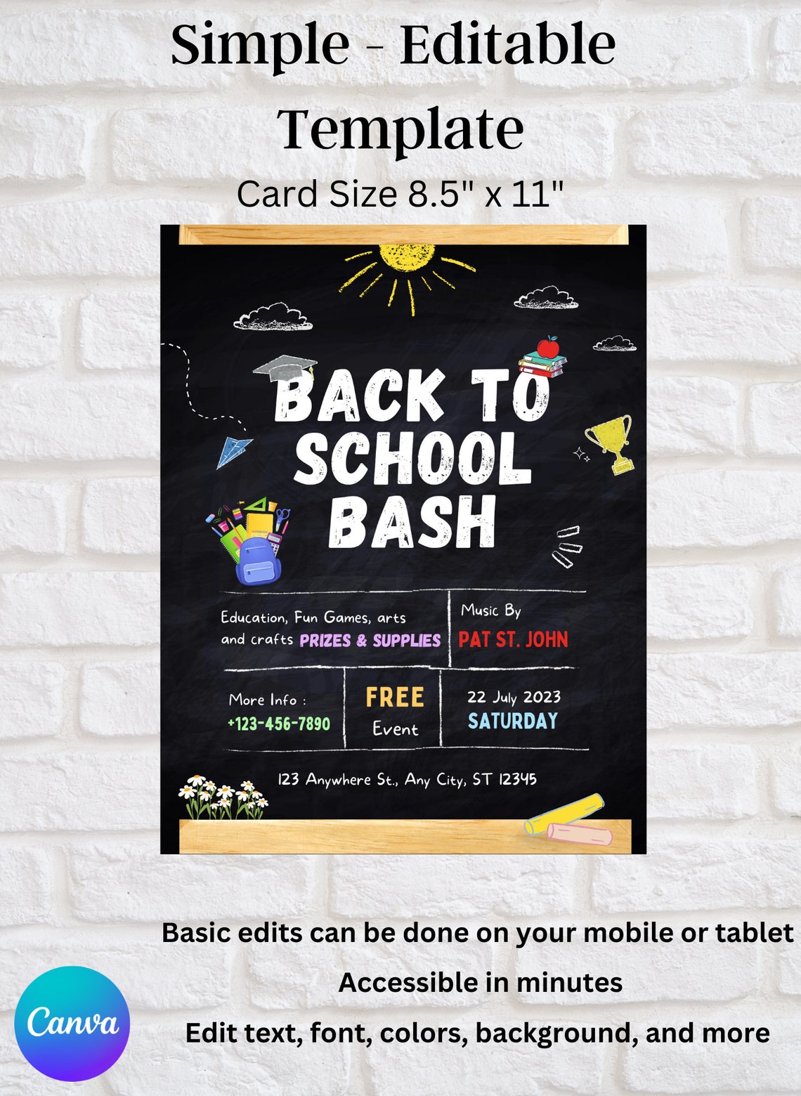Back to School Bash Flyer | Editable Canva Template | School Event Post ...