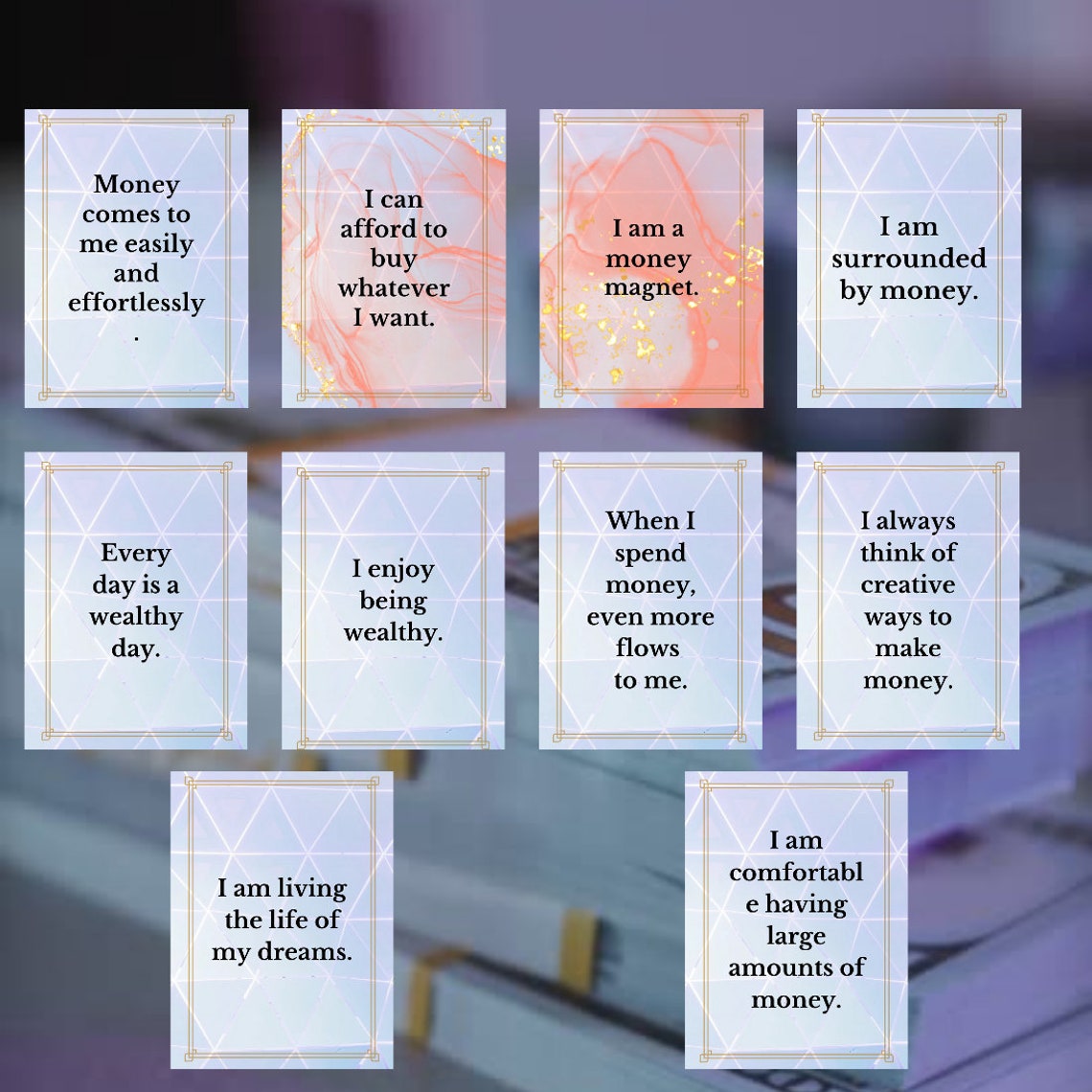 Printable Money Affirmation Cards - Editable Canva Templates for ...