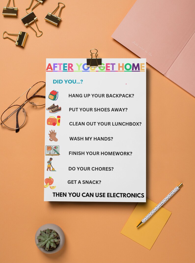 After School Routine Template - Canva Editable Text - PDF Digital ...