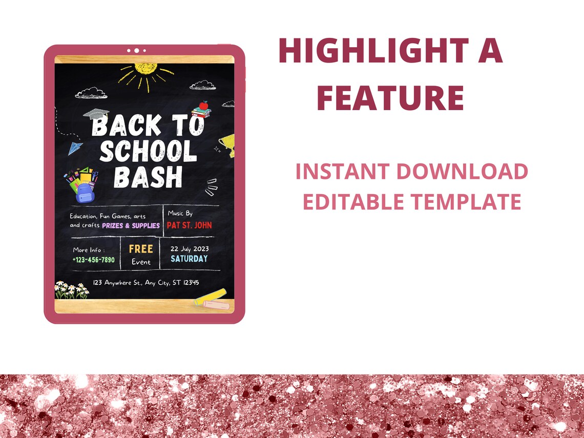 Back to School Bash Flyer | Editable Canva Template | School Event Post ...