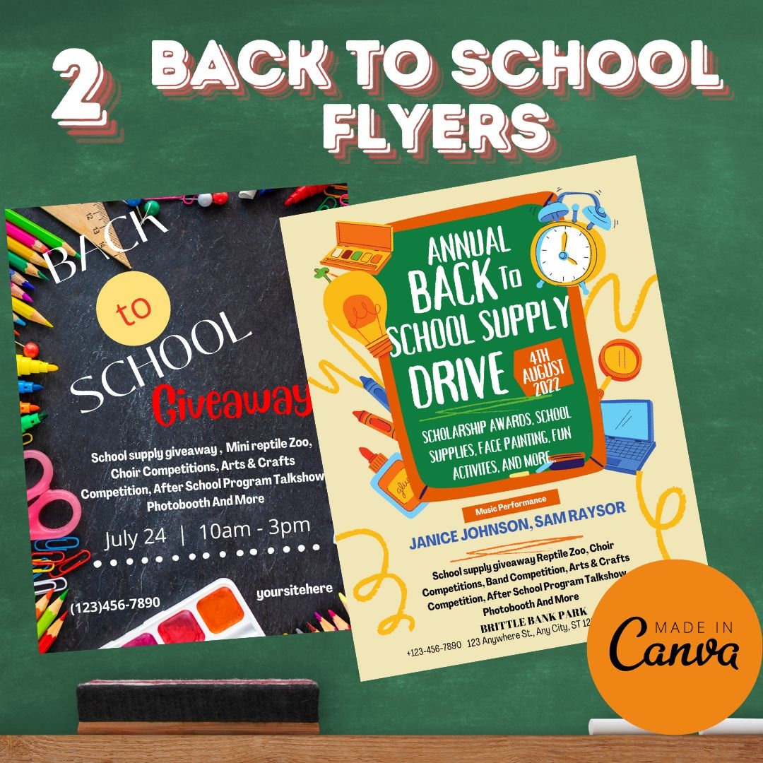 2 EDITABLE School Supply Drive Flyer, School Supplies Fundraiser Poster ...