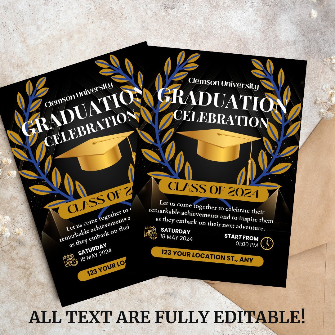 Graduation Party Flyer Template, Customizable Celebration (PDF, PNG) - Etsy