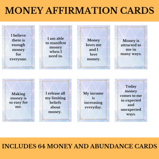 Printable Money Affirmation Cards - Editable Canva Templates for ...