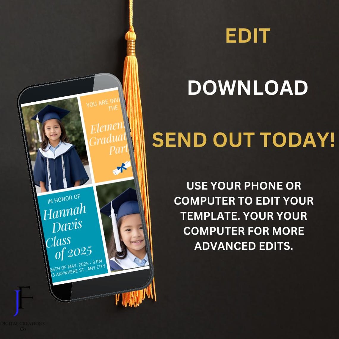 Kindergarten & Preschool Graduation Invitation With Photo | Editable ...