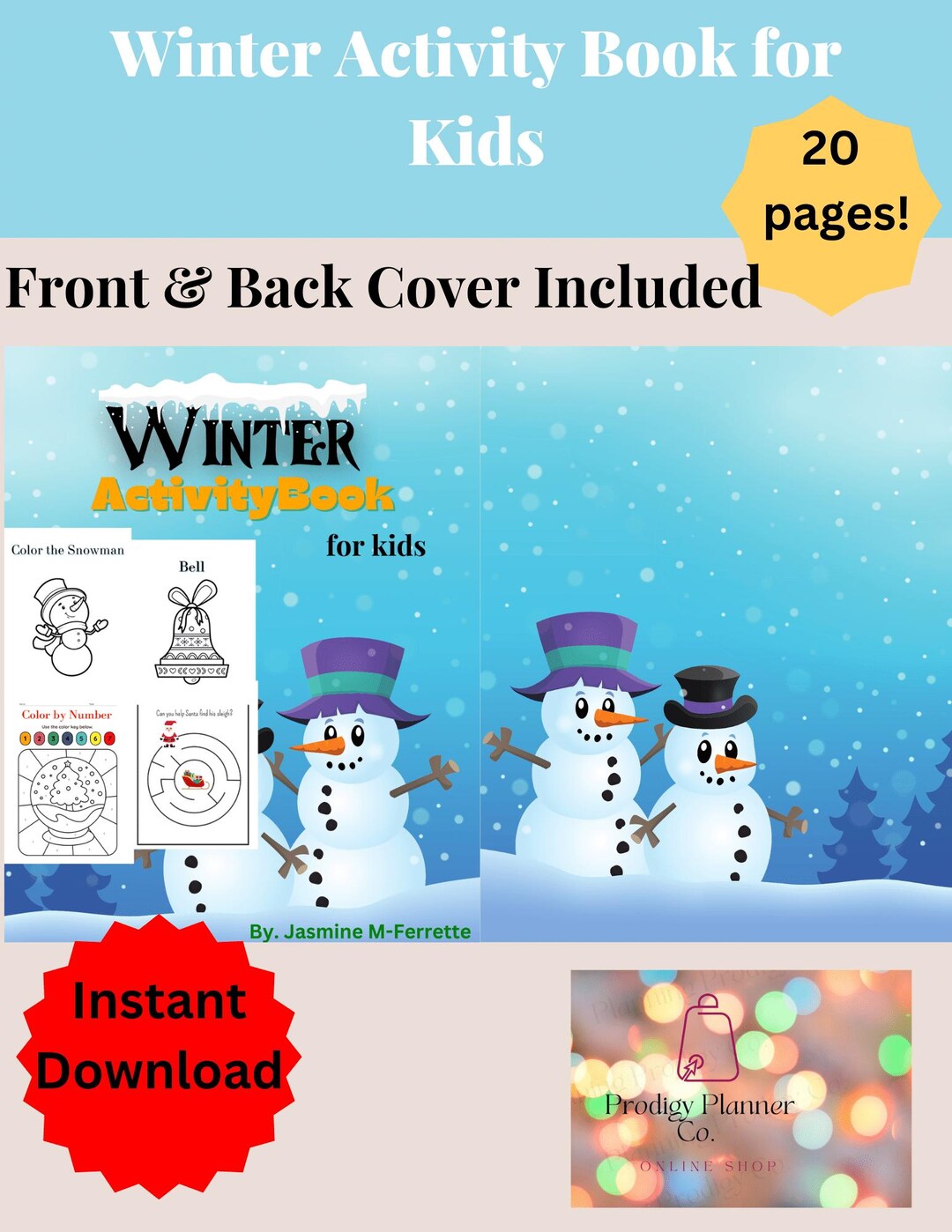 Winter Holiday Activity Book for Kids | Christmas Coloring Pages - Etsy