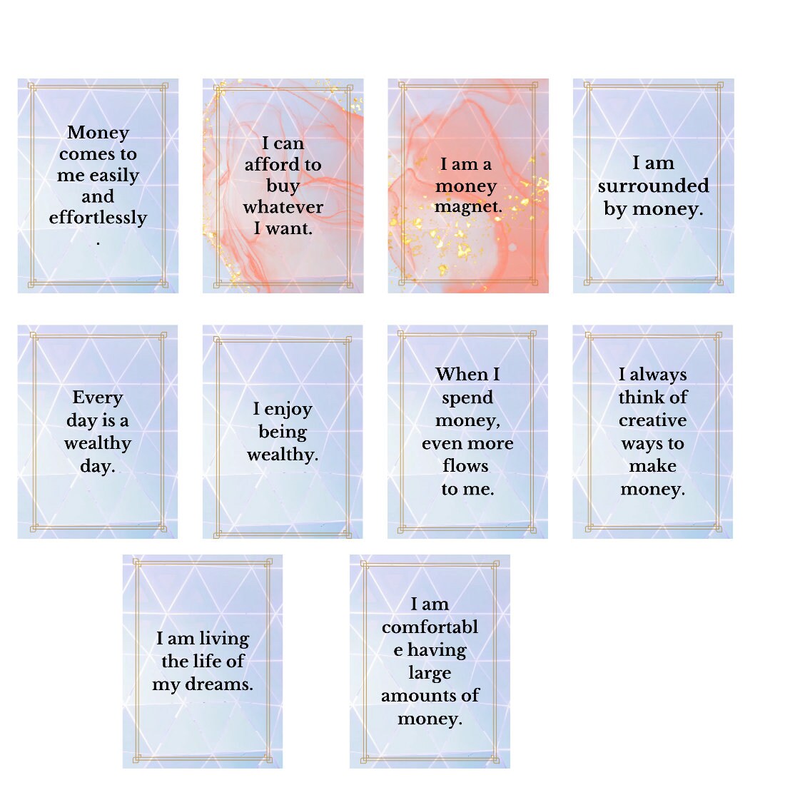 Printable Money Affirmation Cards - Editable Canva Templates for ...