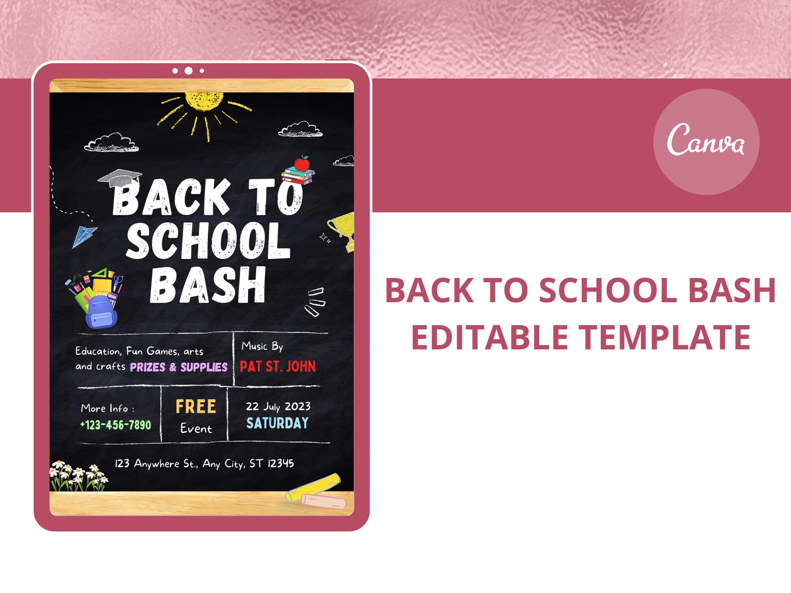 Back to School Bash Flyer | Editable Canva Template | School Event Post ...