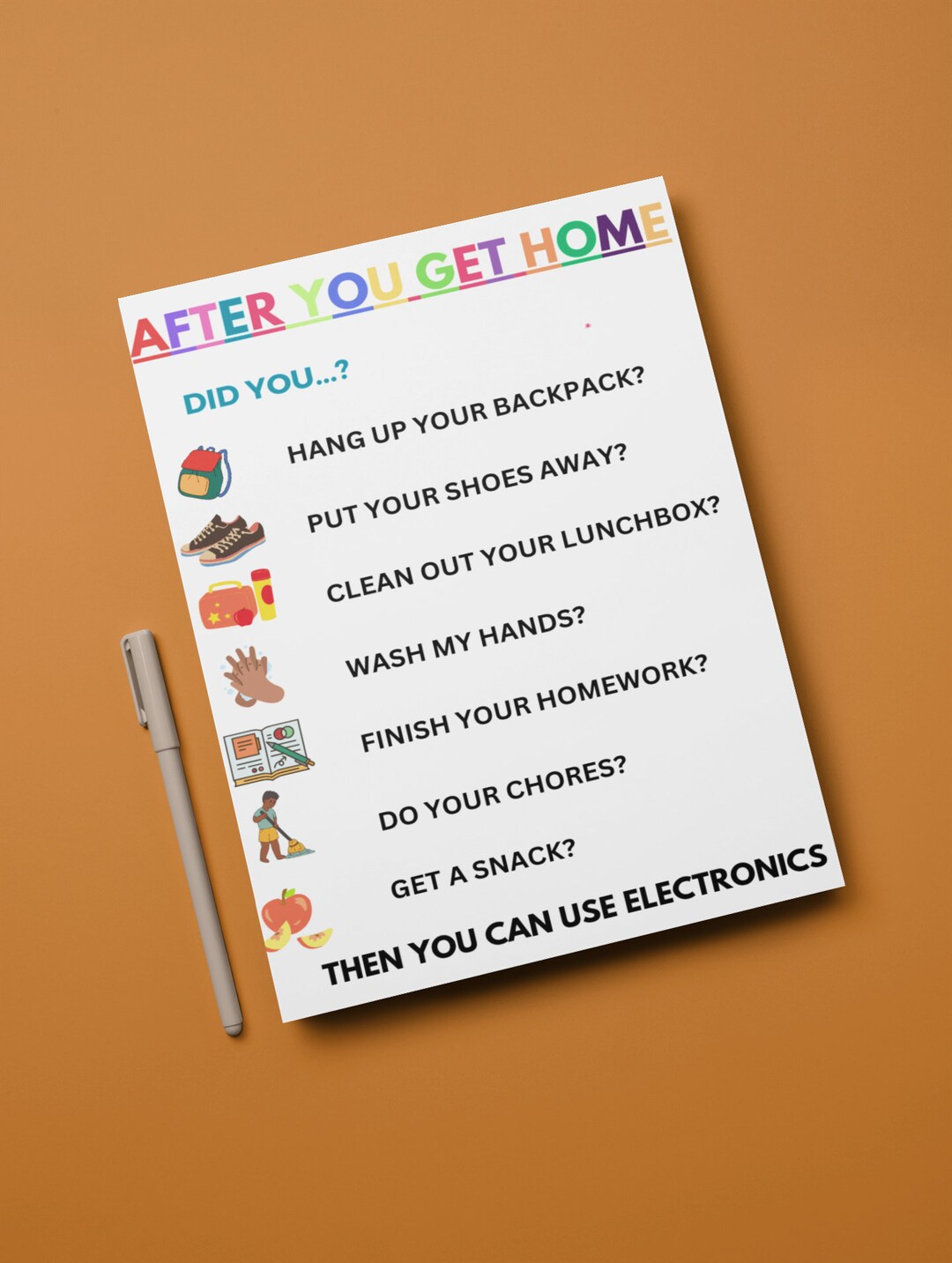 After School Routine Template - Canva Editable Text - PDF Digital ...