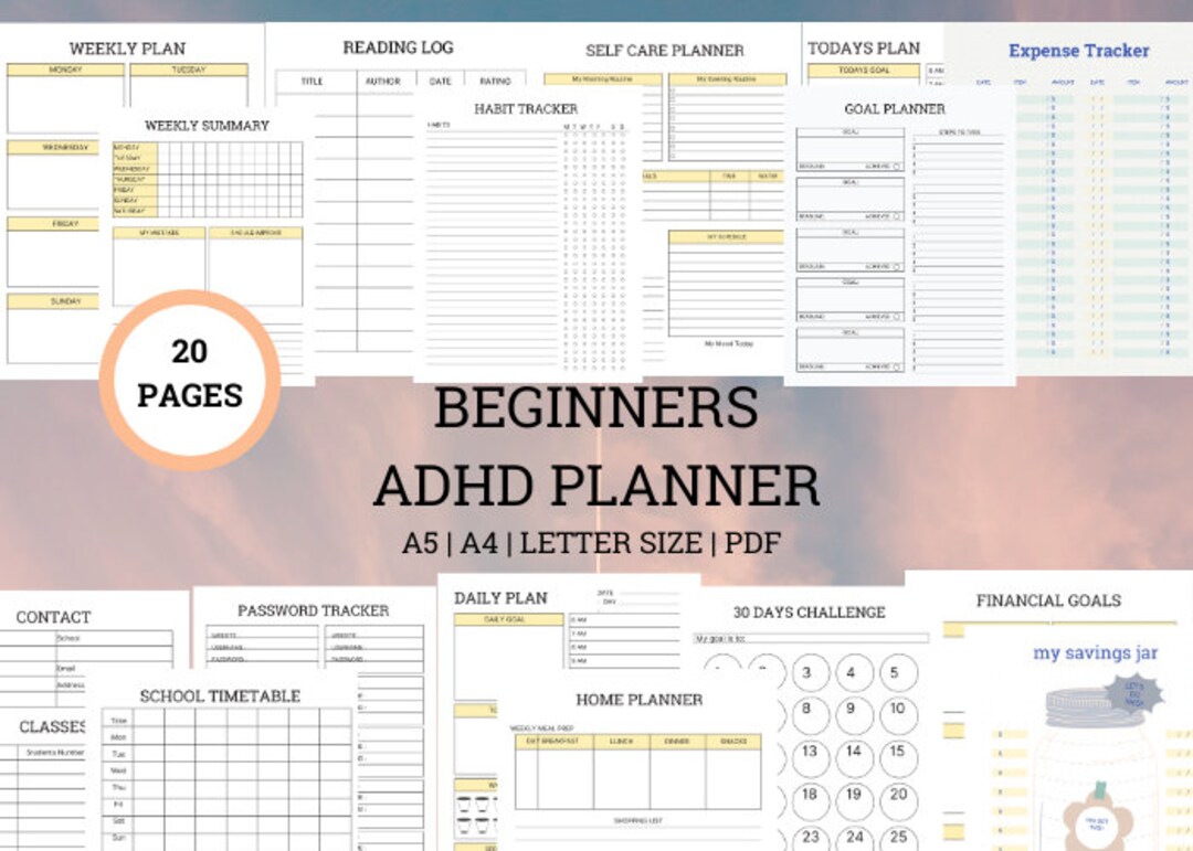Beginner's ADHD Planner, Daily Productivity (PDF) - Etsy