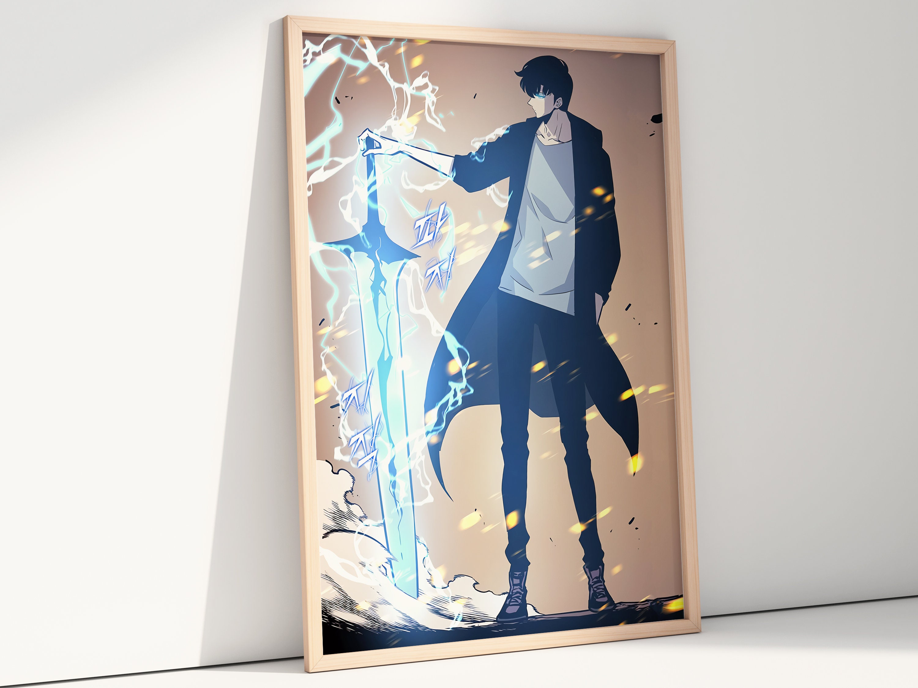 Solo Leveling Poster, Manhwa Anime, Sung Jin Woo Poster, Framed Anime ...
