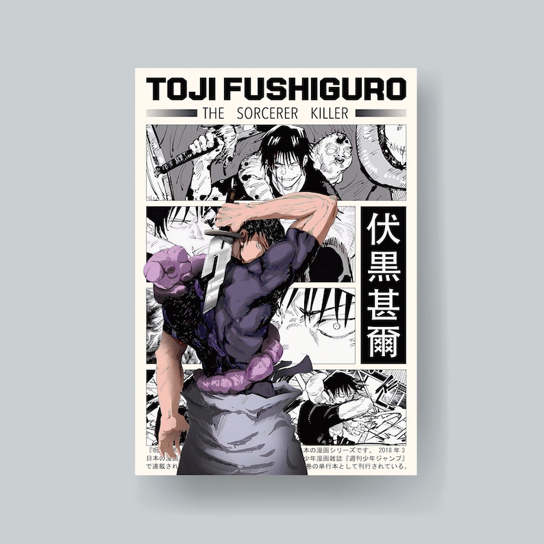 Jujutsu Kaisen Poster, Toji Fushiguro Anime Print, JJK Manga Panel Wall ...