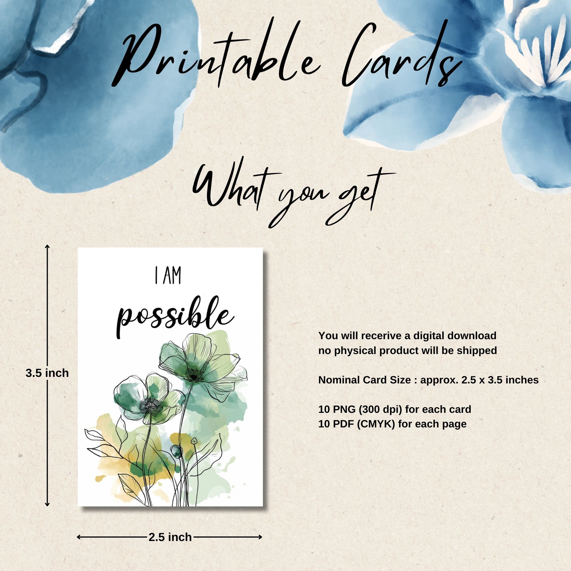 Printable Positive Affirmation Cards With Floral Design, Self-esteem ...