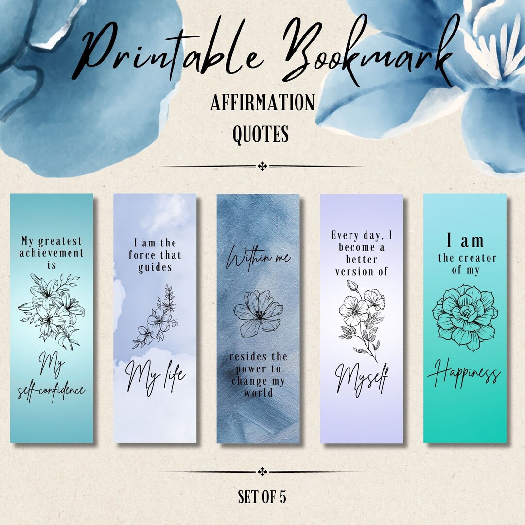 Printable Affirmation Quote Bookmarks, in PDF and PNG 300 Dpi DIY ...