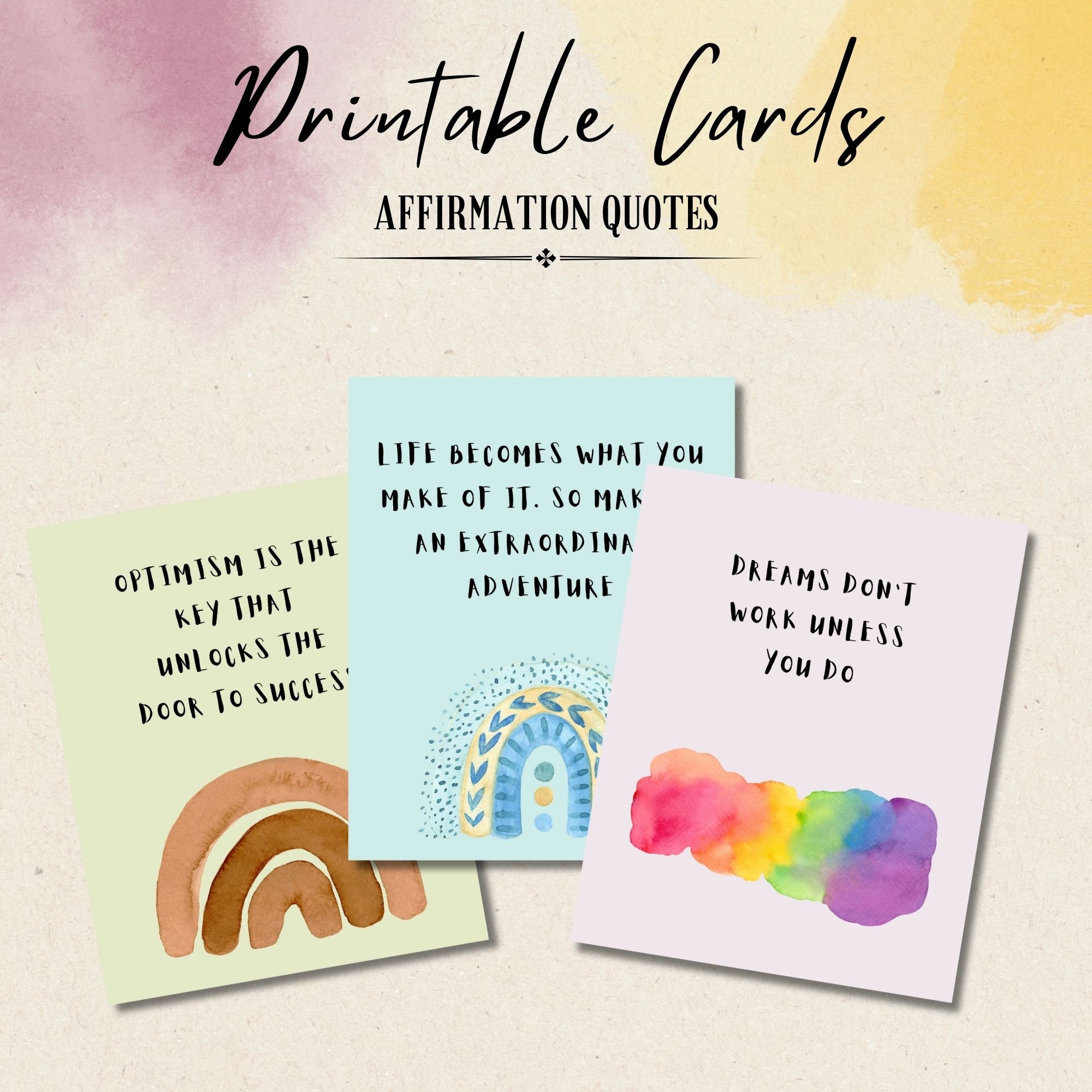 Rainbow Positive Affirmation Cards to Print, Self-esteem, Confidence ...